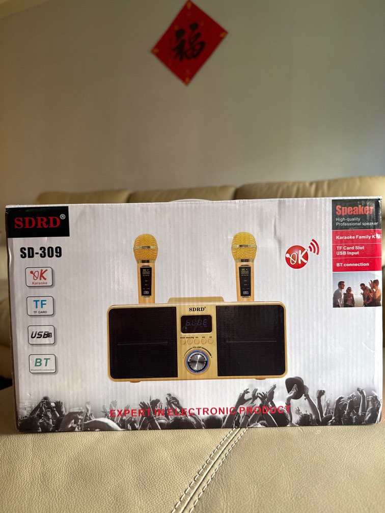 SDRD 309 Bluetooth Dual Microphone Karaoke Portable Speaker, Audio ...