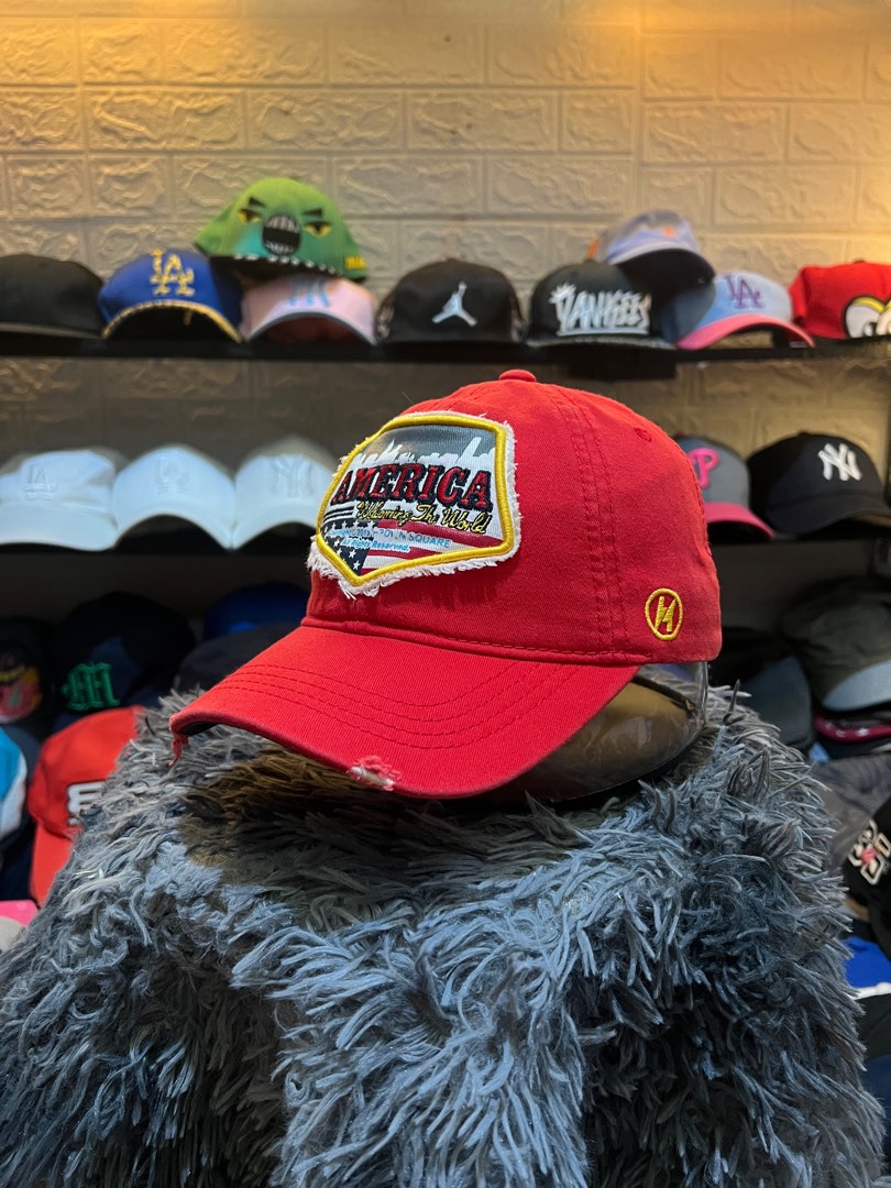Baseball ripped by brown square, Fesyen Pria, Aksesoris, Topi di Carousell