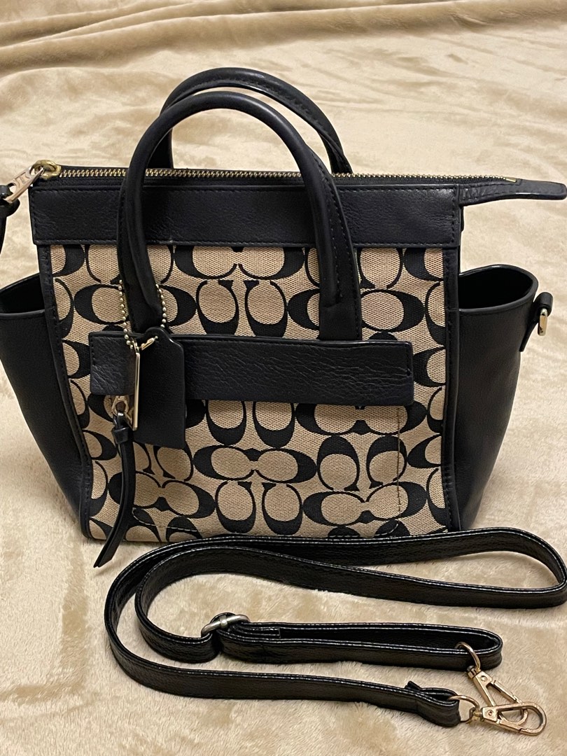 COACH Bleeker Signature Mini Riley Carryall Crossbody KHAKI BLACK ...