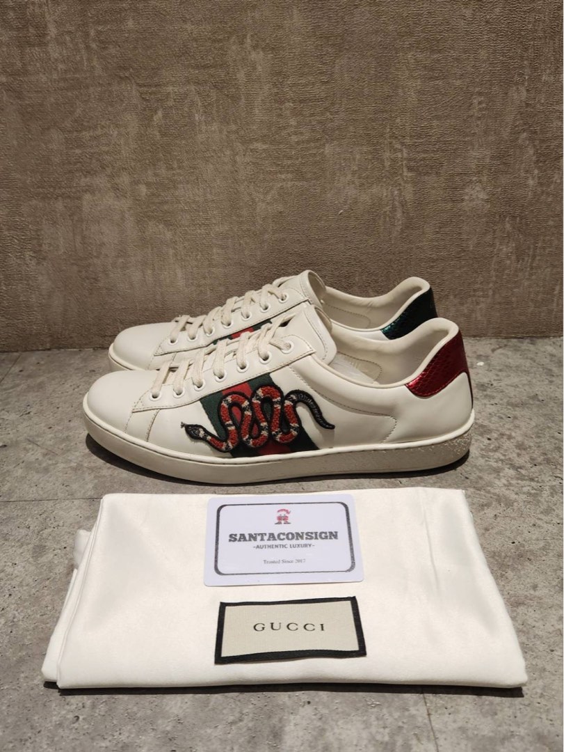 Gucci Ace Snake Logo Sneakers, Fesyen Pria, Sepatu , Sneakers di Carousell