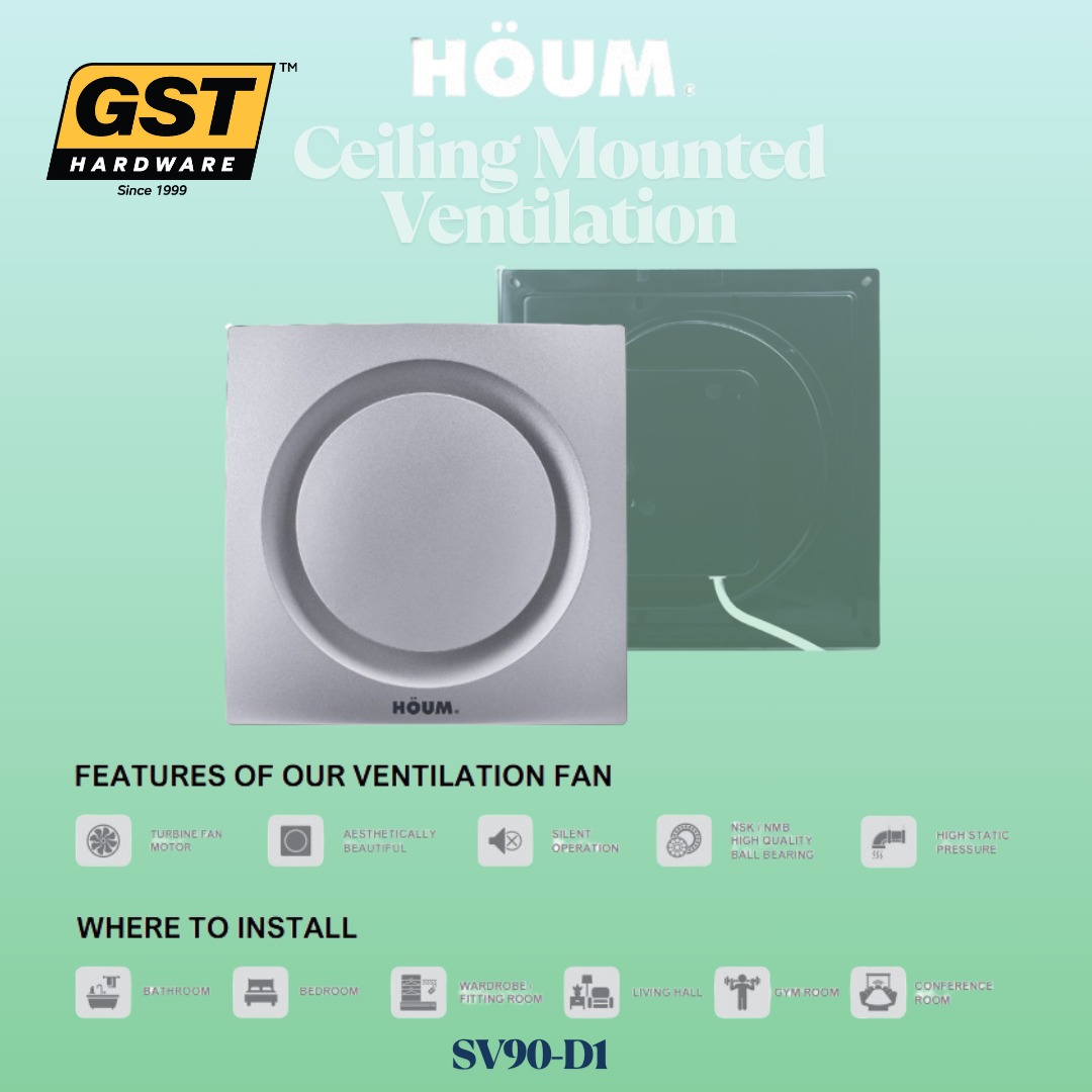 Houm SV90-D1 Round/SV90-D2 Square Ceiling Mounted Ventilation Fan ...