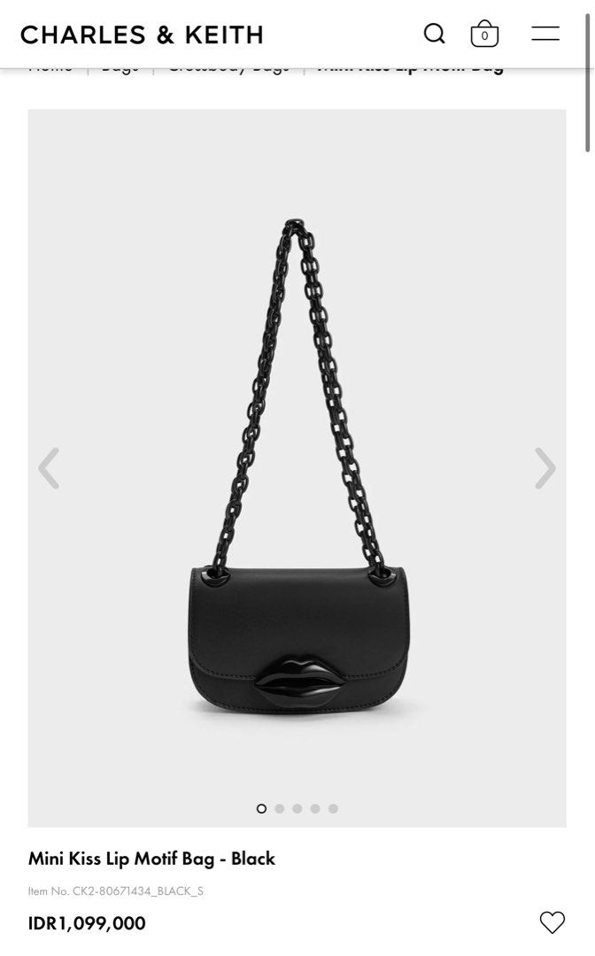 HRG NETT new charles&keith mini kiss lip motif bag tas black hitam ...