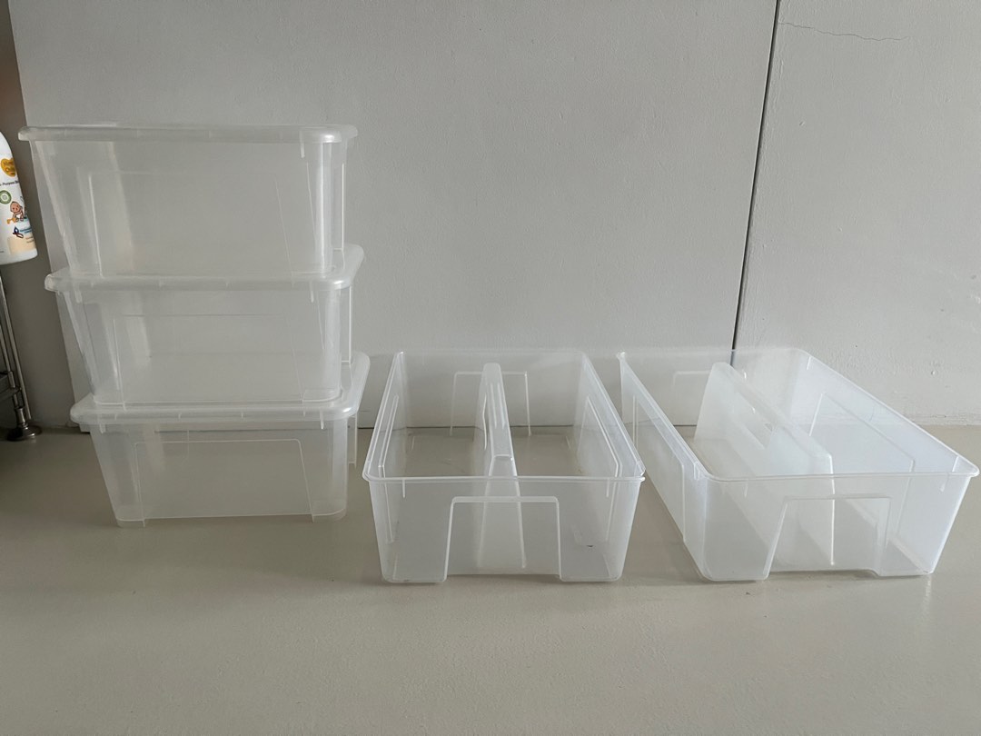 IKEA SAMLA STORAGE CONTAINER BOXES AND INSERTS TRANSPARENT, Furniture ...