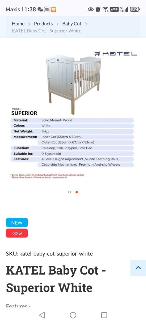 Katel babycot, Babies & Kids, Baby Nursery & Kids Furniture, Cots ...