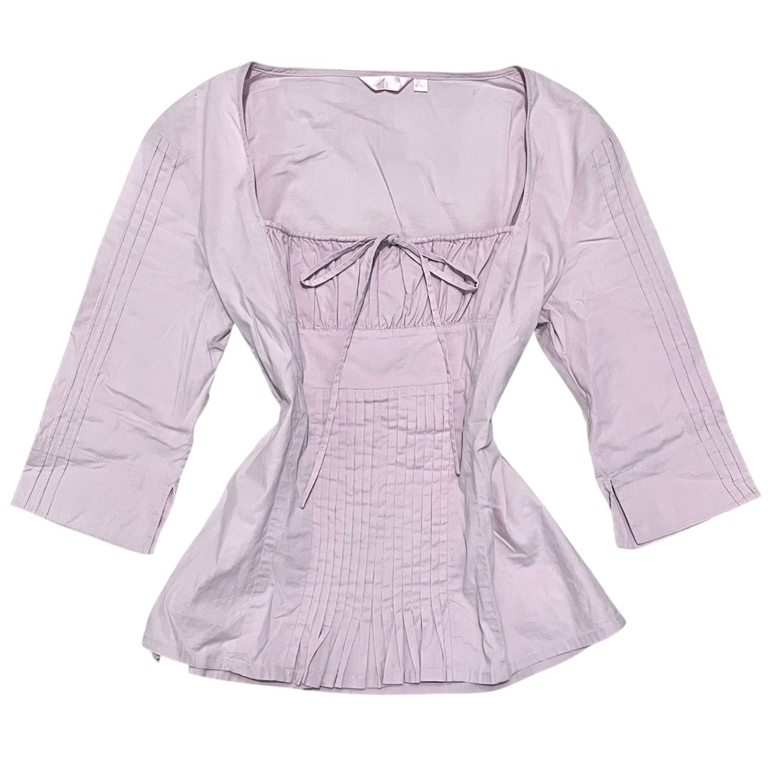 Lilac Milkmaid Corseted Scrunched Bust Front Ribbon Bodyfit Top ...