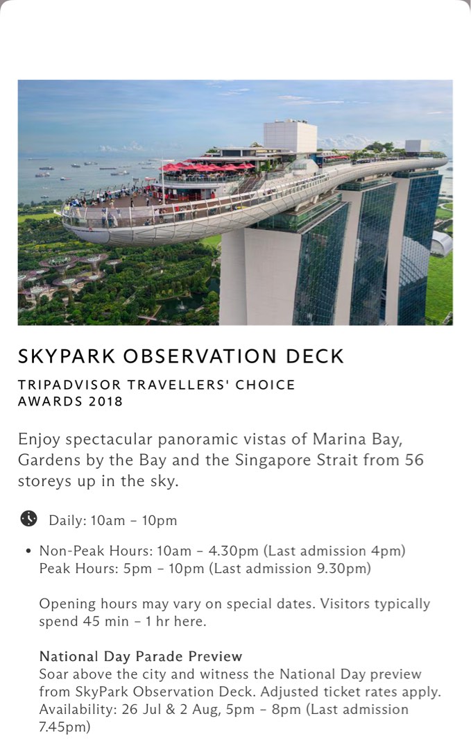 MBS Skypark observation deck ticket, Tickets & Vouchers, Local ...