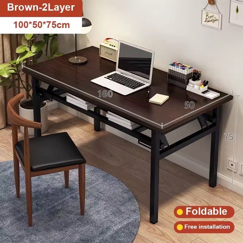 Minimalist Work Study Desk | Foldable Writing Desk With Shelf | Metal ...
