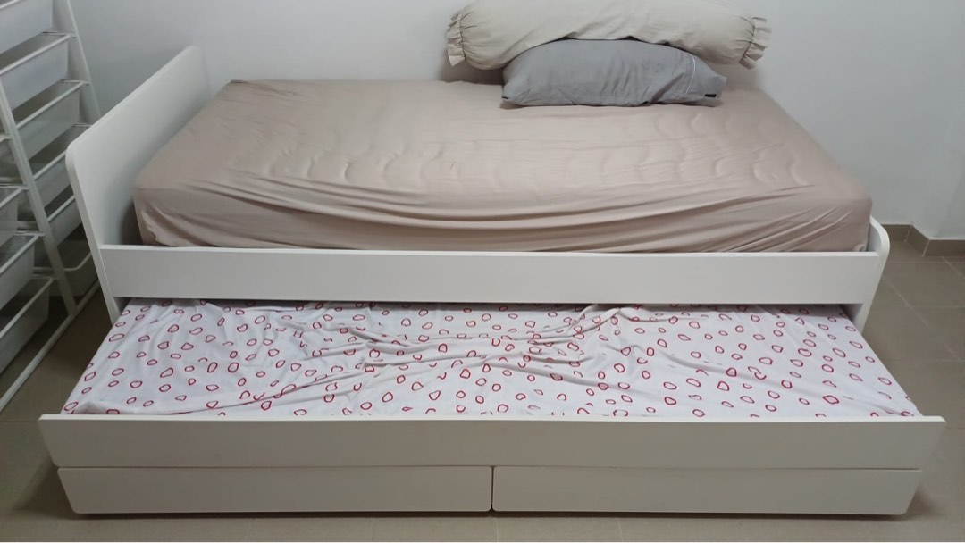 MOVING OUT* USED ikea Trundle bed with storage, Furniture & Home Living ...