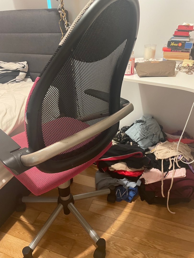 Pink Mesh Office Chair with Armrests, Furniture & Home Living ...