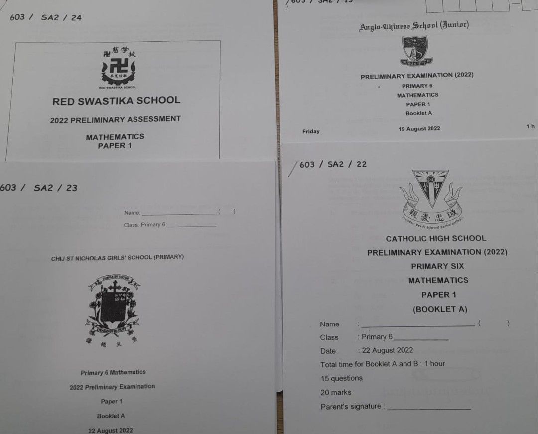 PSLE 2022 TOP SCHOOL P6 MATH PRACTICE PAPERS PRELIMINARY End of Year ...