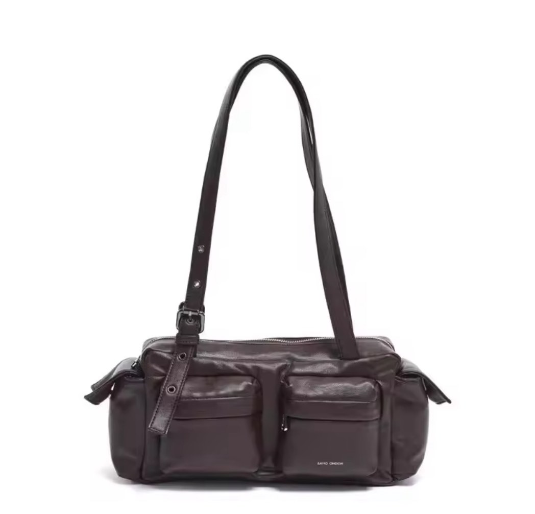 SAMO ONDOH Brown Leather Bag with Adjustable Straps, Women's Fashion ...