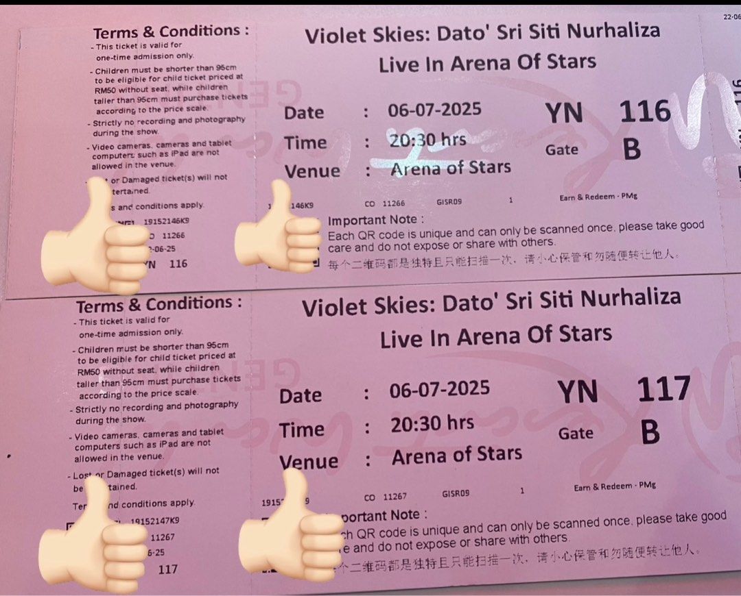 Siti Nurhaliza Violet Skies 06.07.2025 PS2 Ticket, Tickets & Vouchers, Event Tickets on Carousell