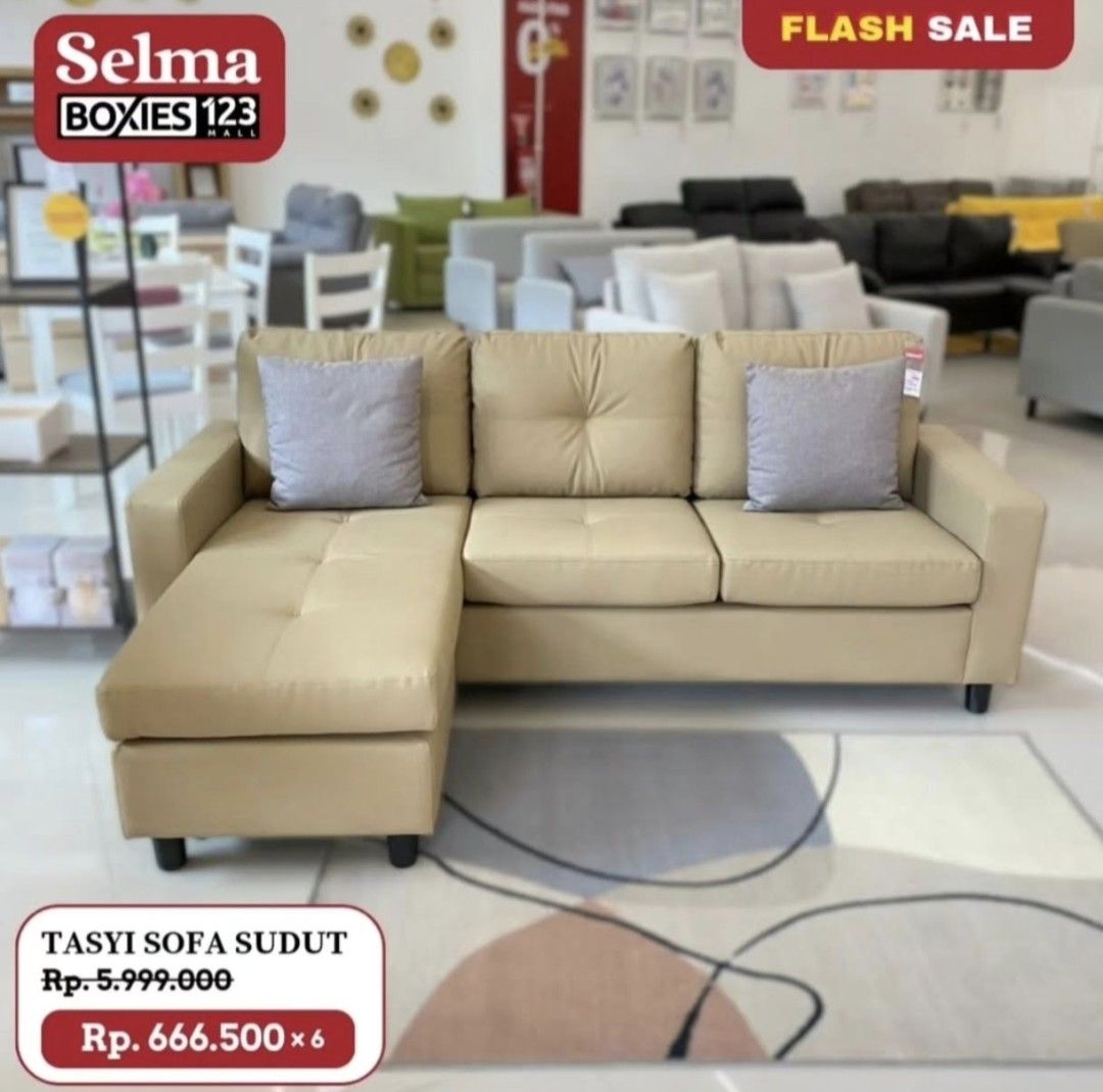 Sofa L Minimalis Selma, Perabotan Rumah di Carousell