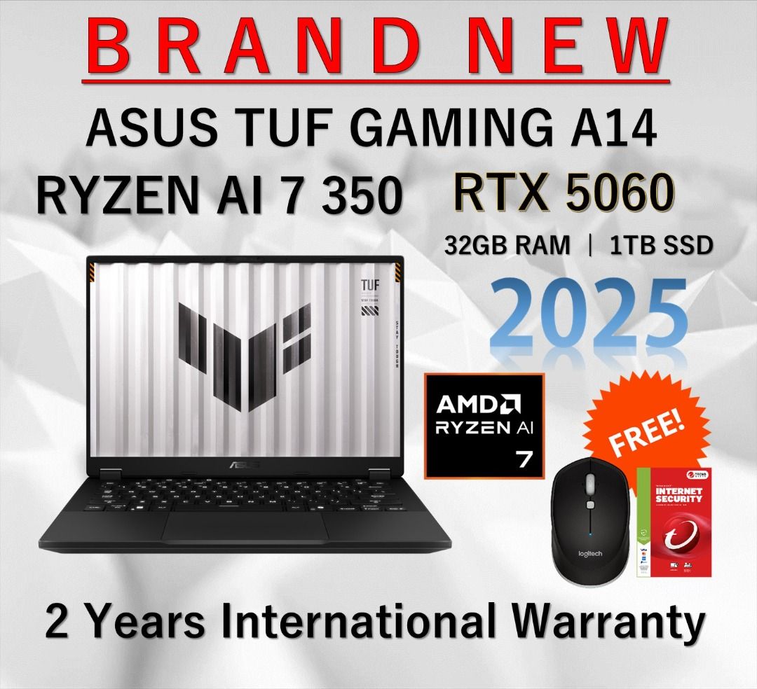 2025 ASUS TUF A14 ( Ryzen AI 7 350, RTX 5060 , 32GB DDR5 RAM, 14-inch 2 ...