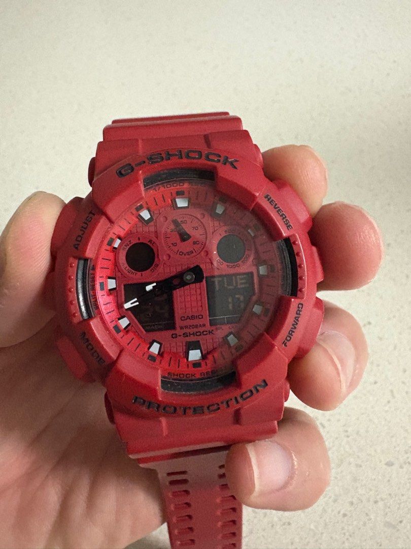 Casio G-Shock GA-100C Red Watch, Men's Fashion, Watches & Accessories ...