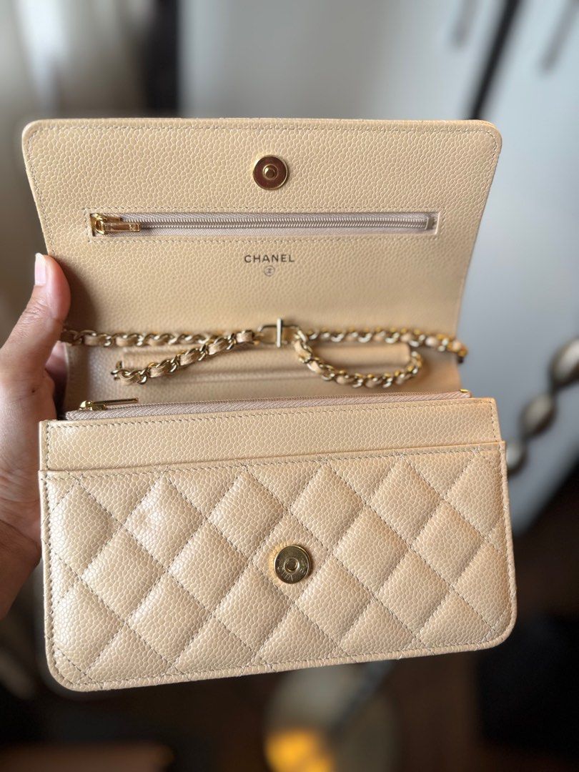 Chanel WOC Beige Microchip, Luxury, Bags & Wallets on Carousell