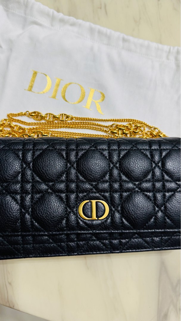 Dior Caro Pouch with Chain wallet on chain, Luxury, Bags & Wallets on ...
