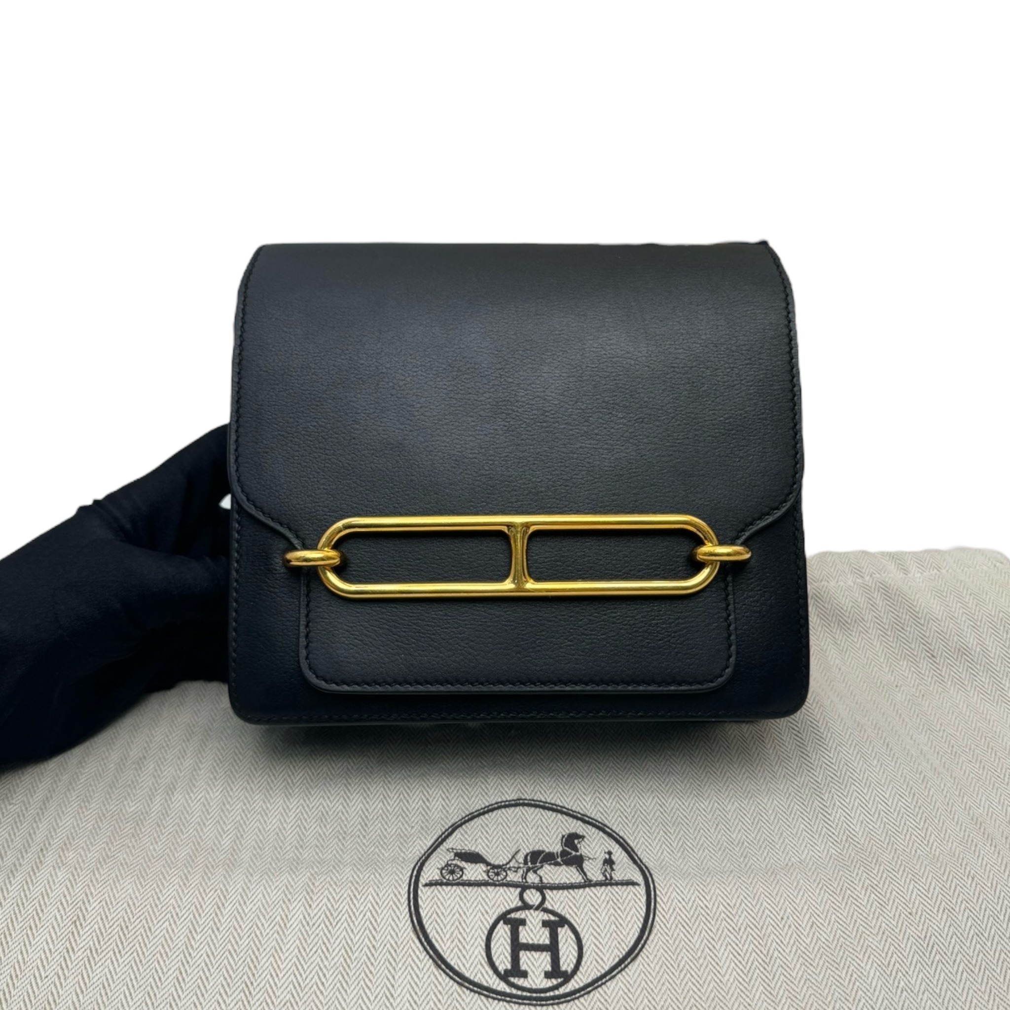 Hermes Mini Roulis in Black Evergrain Leather GHW, Luxury, Bags ...