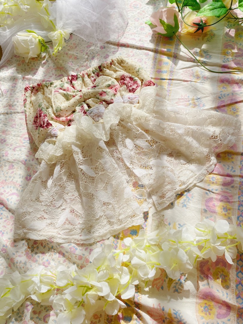 [HM0054] Reworked by Us Brocade Tube Top Kemben Brukat Bunga Coquette ...