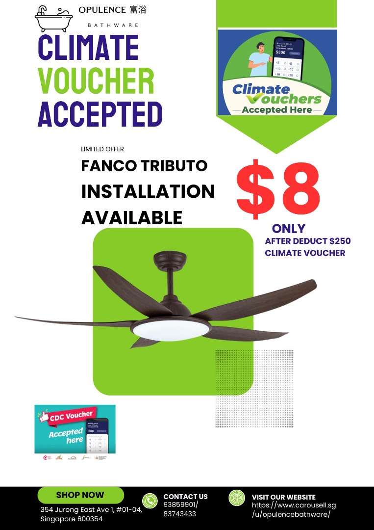 (CLIMATE VOUCHER & INSTALLATION AVAILABLE) FANCO Tributo Ceiling Fan ...