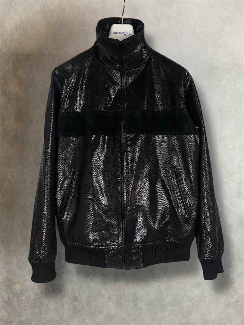 Jackrose pig skin leather snake print jacket, Men's Fashion, Activewear ...