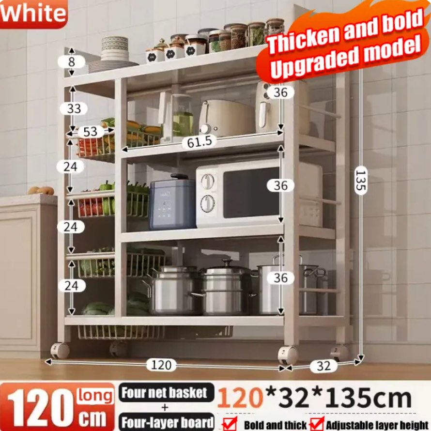 Kitchen Storage Shelf | Rolling Kitchen Rack | Microwave Oven Stand ...