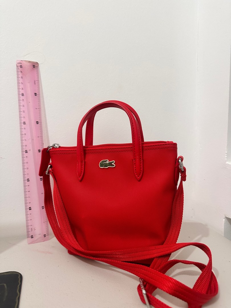 Lacoste Mini Tote Bag in Red Color, Luxury, Bags & Wallets on Carousell