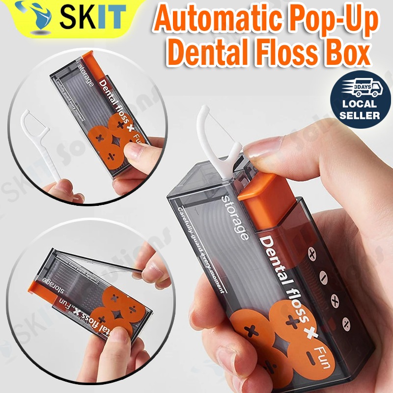 Portable Automatic Pop-Up Dental Floss Dispenser Storage Box Toothpick ...