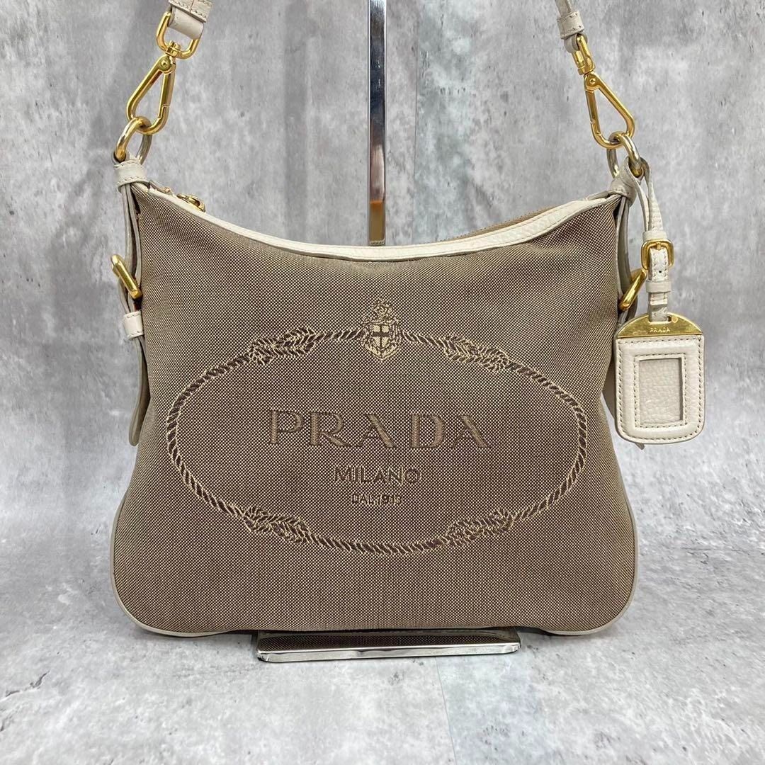 Authentic Prada Shoulder Bag 2way Sacoche Logo Jacquard Metal Fittings ...