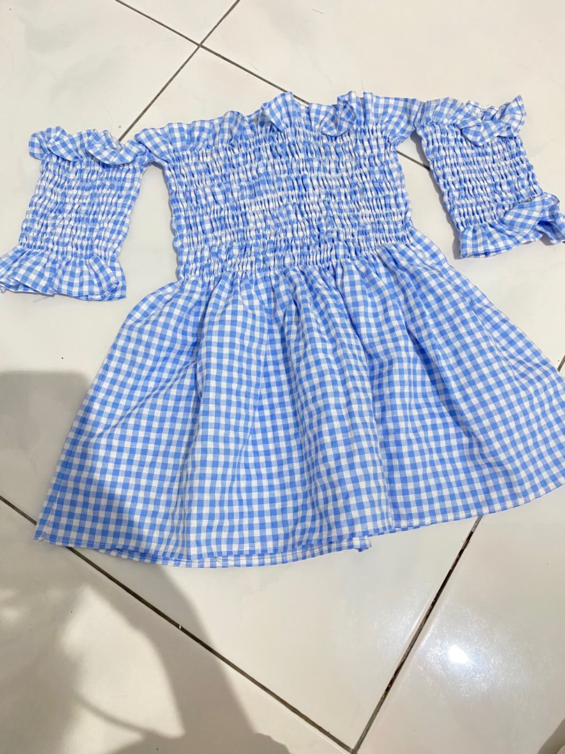 Sabrina baby blue, Fesyen Wanita, Pakaian Wanita, Atasan di Carousell