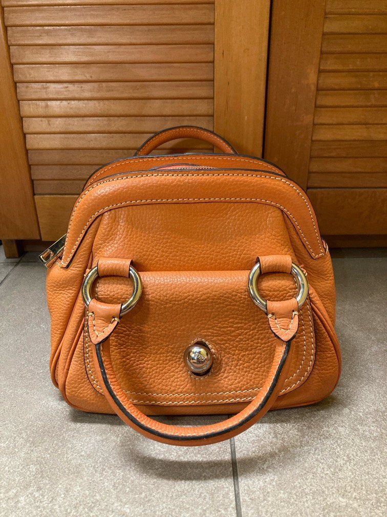 Tas Marc Jacobs Leather Hand Bag Kulit Orange, Fesyen Wanita, Tas ...