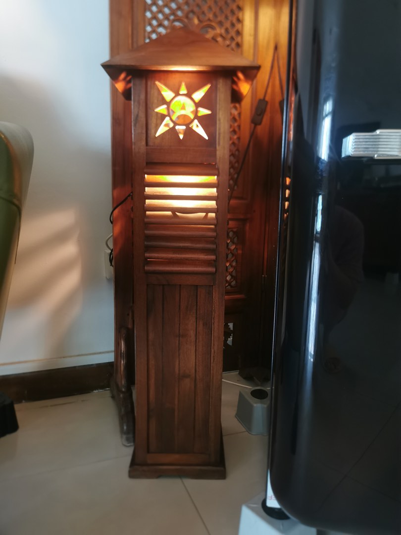 teakwood peranakan style floor lamps, Furniture & Home Living, Lighting ...