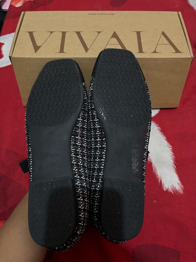 VIVAIA Margot Mary Jane Black Tweed, Fesyen Wanita, Sepatu di Carousell