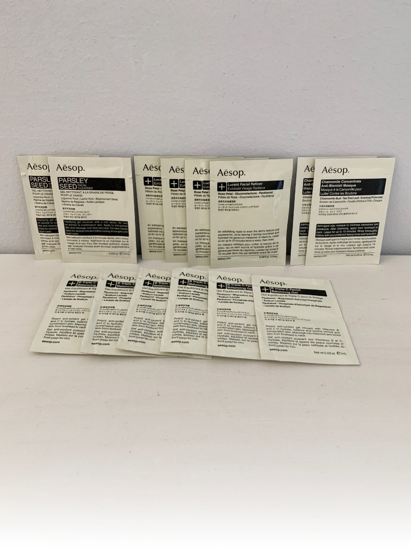 Aesop Skincare Samples - 14 Sachets, Beauty & Personal Care, Face, Face ...