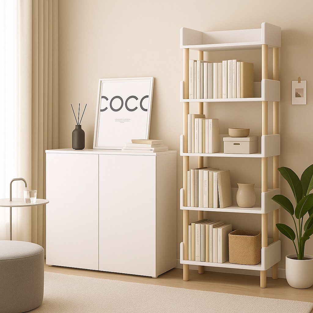 Cabinet + Bookshelf Bundle | Modern Book Cabinet | Vertical Bookshelf ...