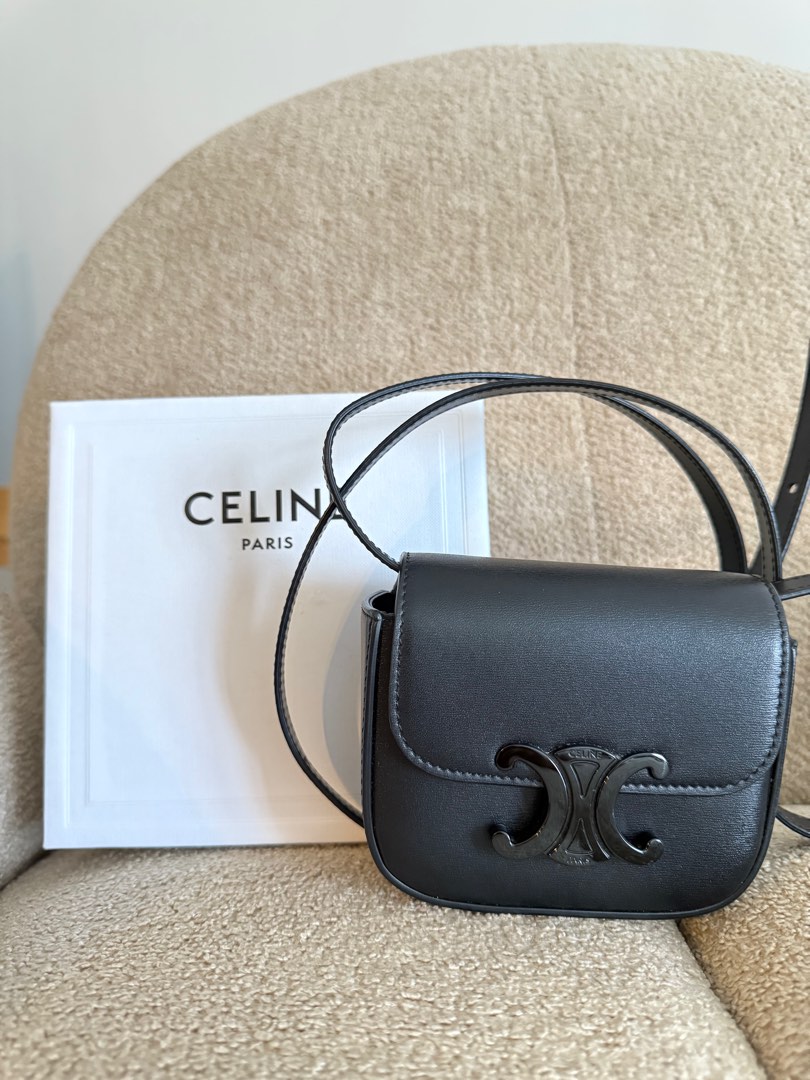 CELINE MINI TRIOMPHE CLAUDE BLACK, Luxury, Bags & Wallets on Carousell