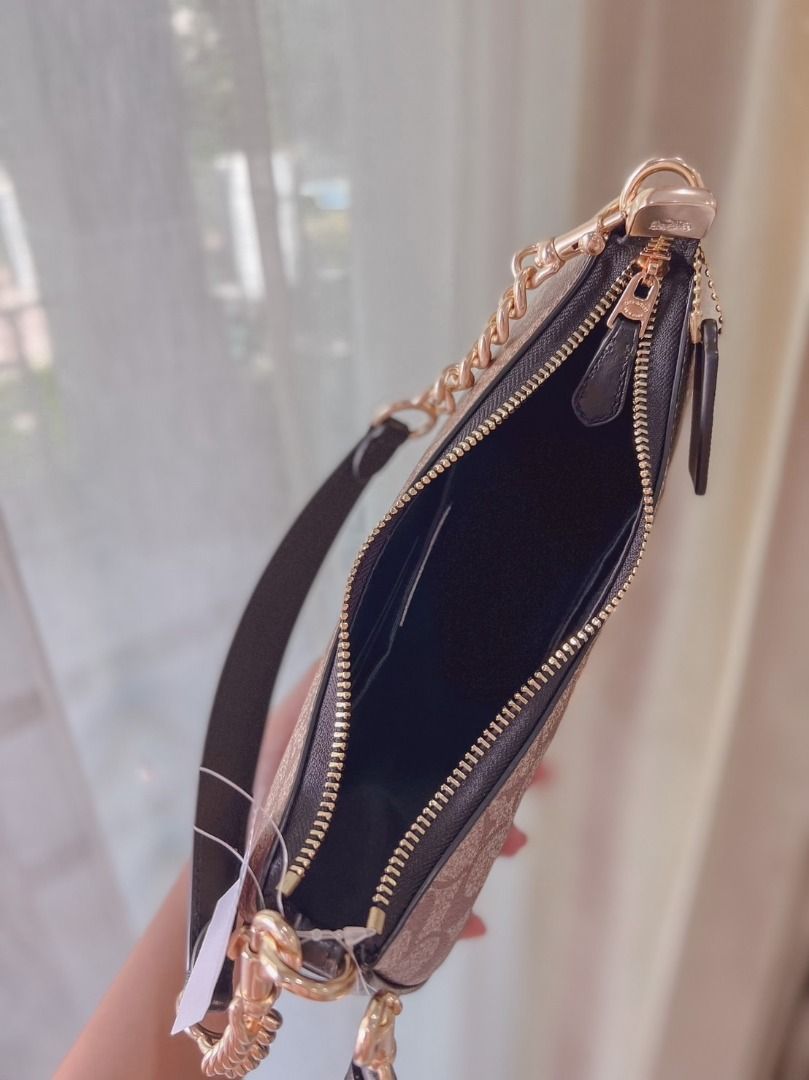 Coach CA548 Teri Shoulder Bag In Signature Canvas - Khaki Black, Luxury ...