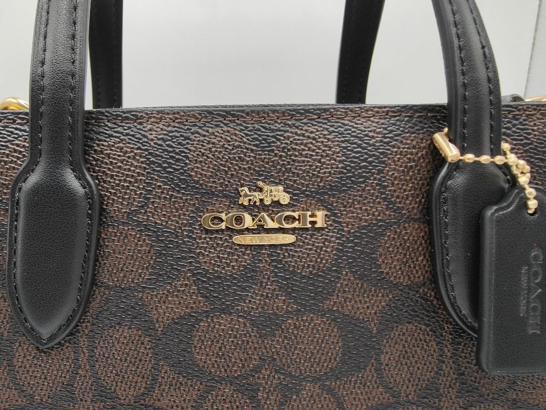 Coach Nina Small Tote Bag In Signature Canvas ( Walnut Black ), Luxury ...