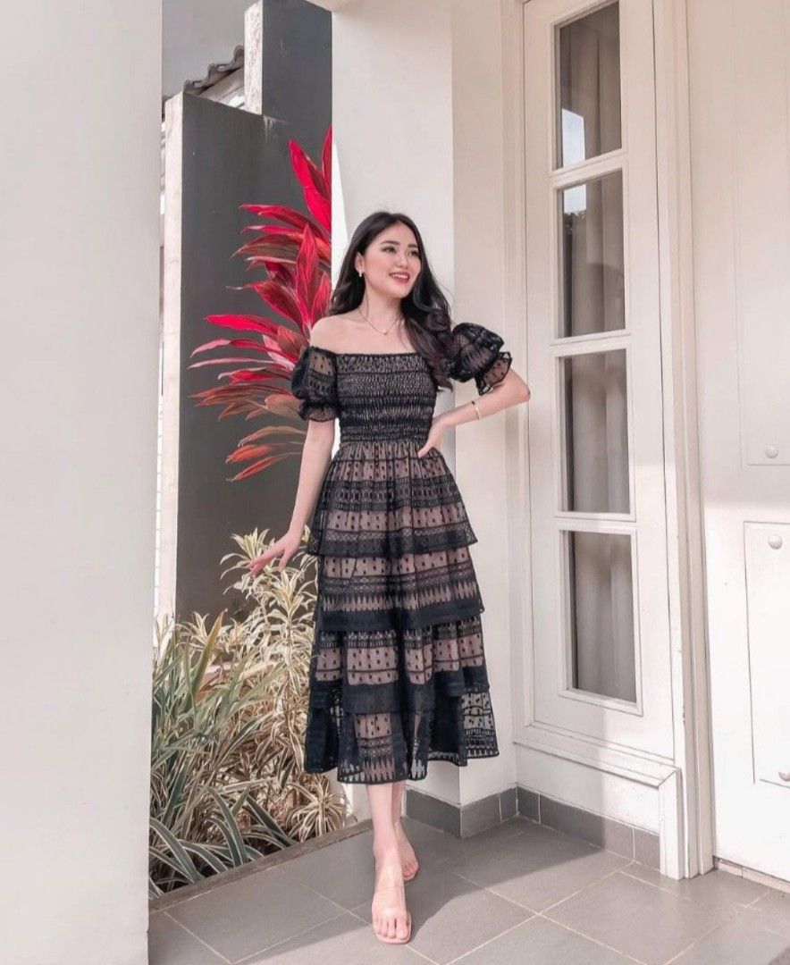 GAUN DRESS PESTA HITAM KONDANGAN SABRINA LACE NT ICONETTE COMA LABEL ...