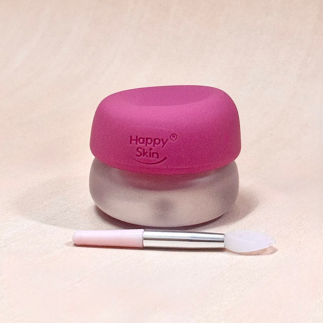 Happy Skin Mallow Pot in Berry Fluff with Silicone Lip Brush Applicator ...