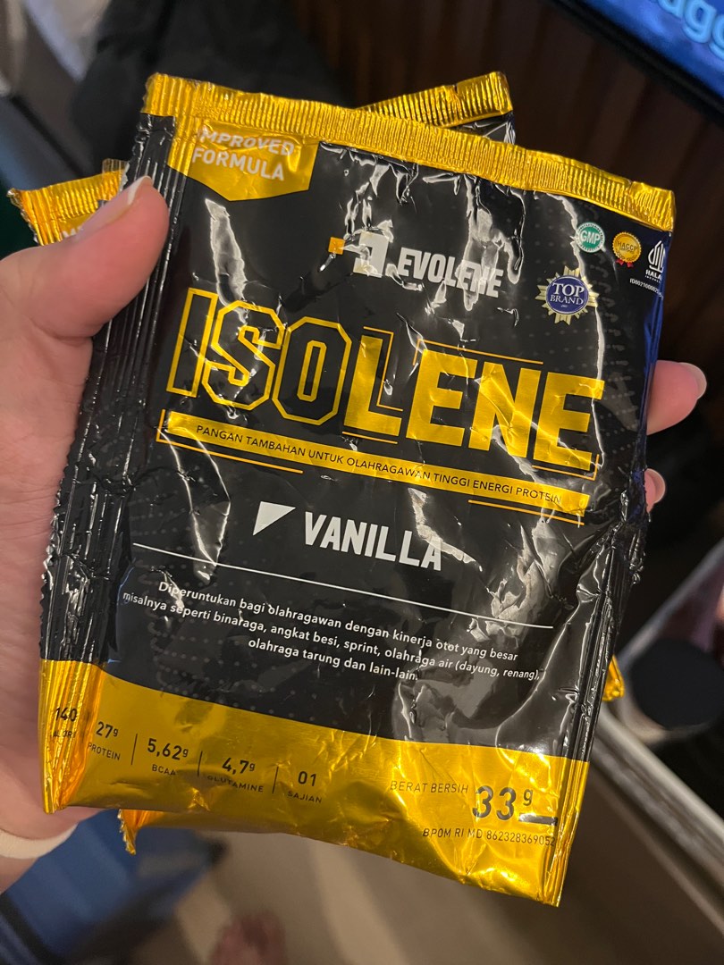 Isolene Whey Protein Vanilla (3 sachets), Makanan & Minuman, Makanan ...