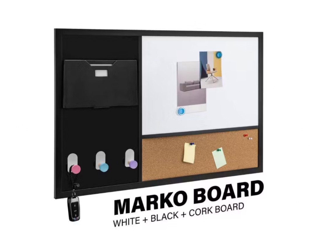 Marko Board Whiteboard, Corkboard, and Key Holder, Hobbies & Toys ...