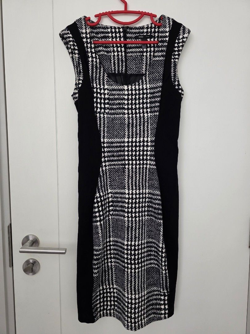 [MNG] Elegant Body Cut Design Chequered Dress, Women's Fashion, Dresses ...
