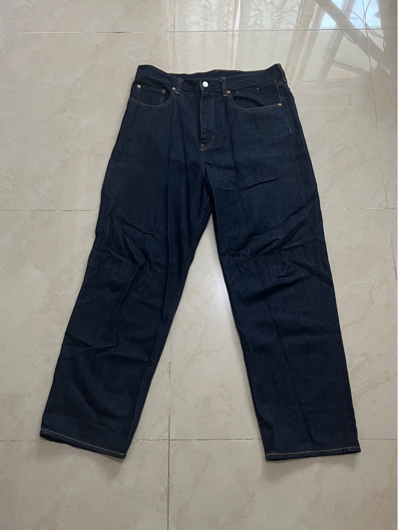 MUJI Wide Indigo Denim Jeans, Men's Fashion, Bottoms, Jeans on Carousell