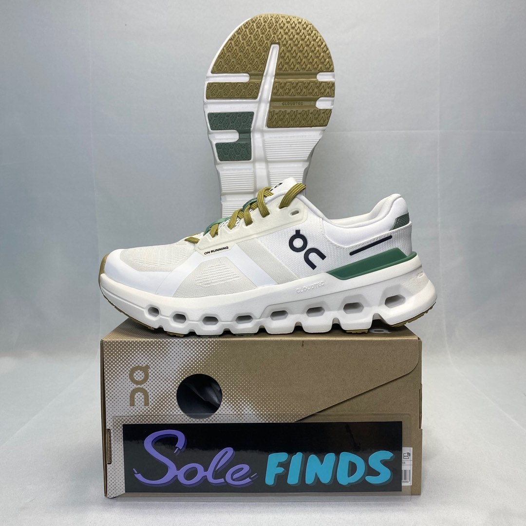 On Running Cloudrunner 2 White Green, Men's Fashion, Footwear, Sneakers ...