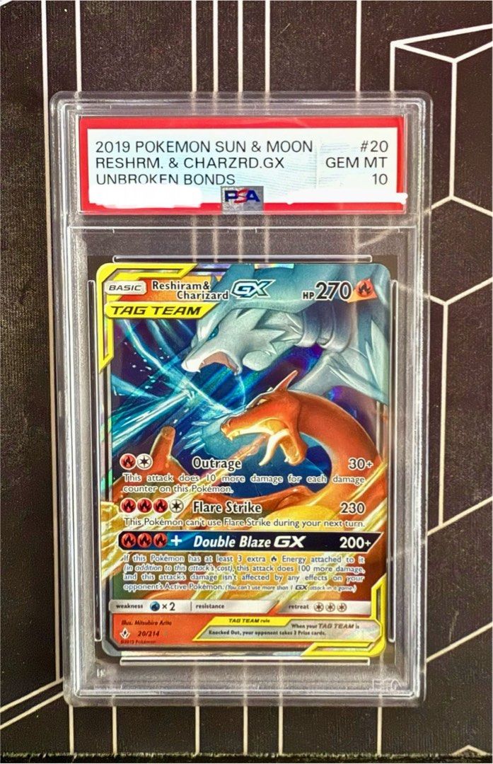 (PSA 10)2019 Pokemon Reshiram & Charizard GX Unbroken Bonds, Hobbies ...