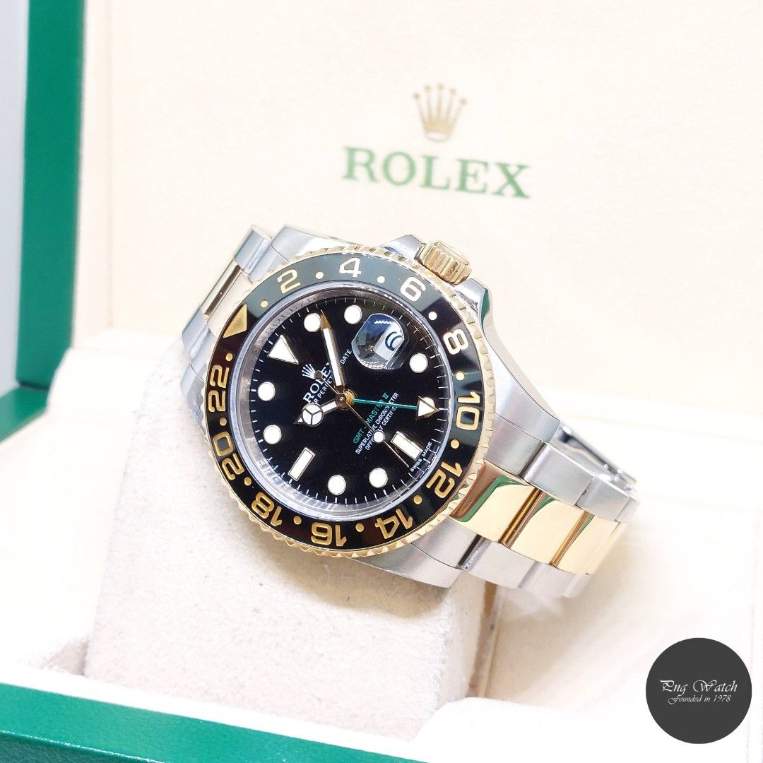 Rolex 40mm Oyster Perpetual 18K Half Yellow Gold Ceramic Bezel Black ...