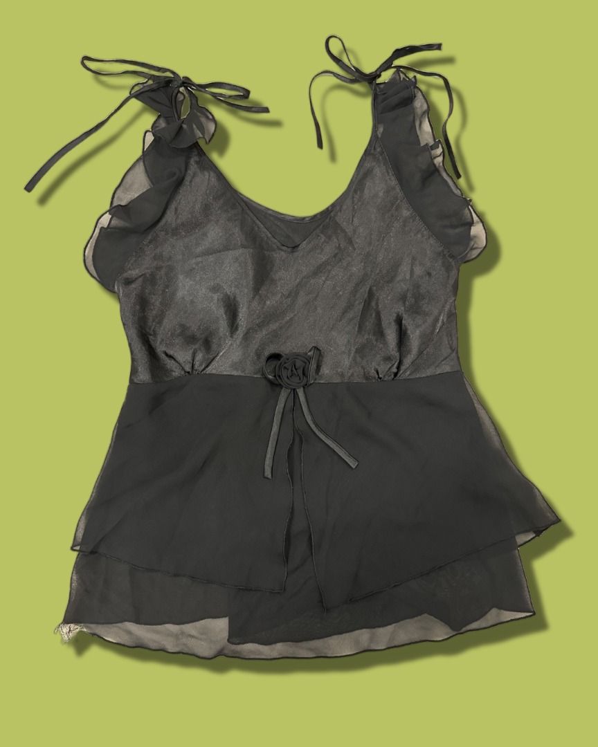Self-tie flowy top Helping Tags: y2k grunge gothic fairycore whimsical ...