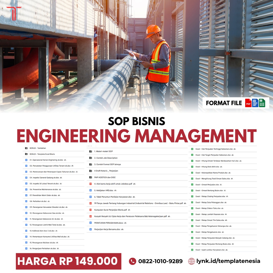 SOP Engineering Management S.O.P Operasional Harian Utilitas General ...