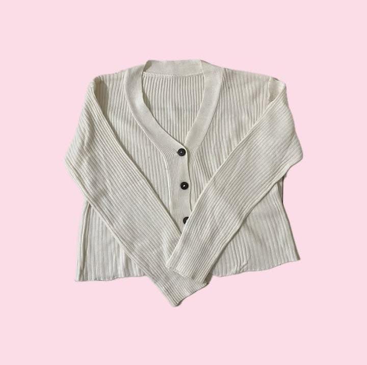 White Cardigan|cardigan cewek|cardigan rajut, Fesyen Wanita, Pakaian ...